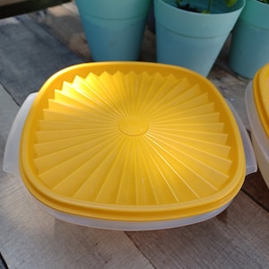 Vintage Tupperware Stackable Clear Containers With Yellow Lids - Etsy