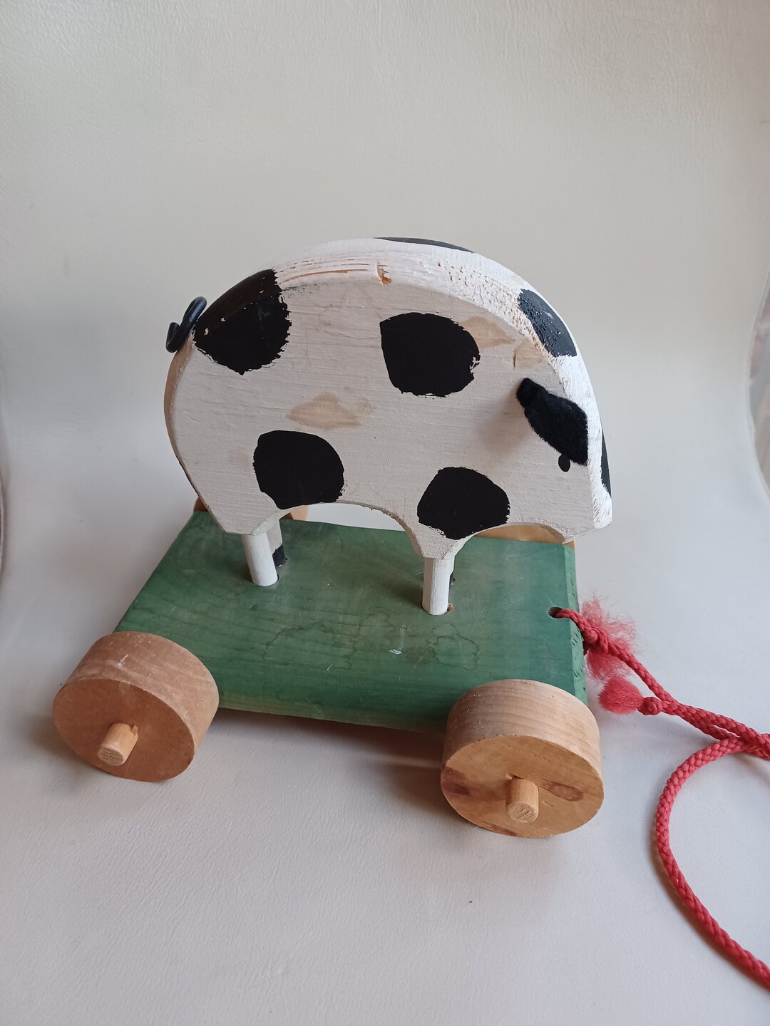 Vintage 1982 Handmade Wooden Pig Pull Toy Signed by Artist - Etsy