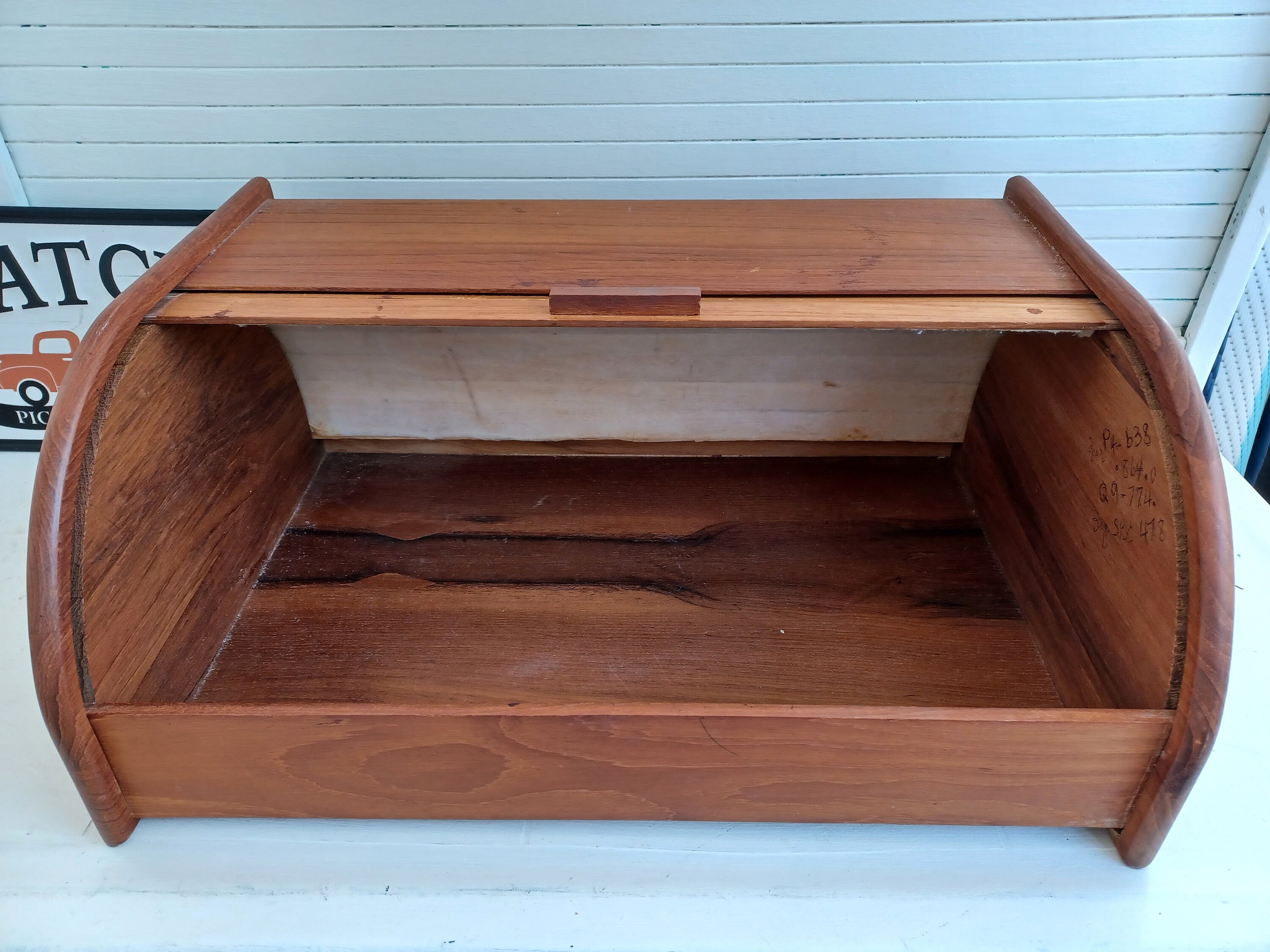 Vintage Kalmar Teak Wood Breadbox Thailand Accordian Pocket Door Bread ...