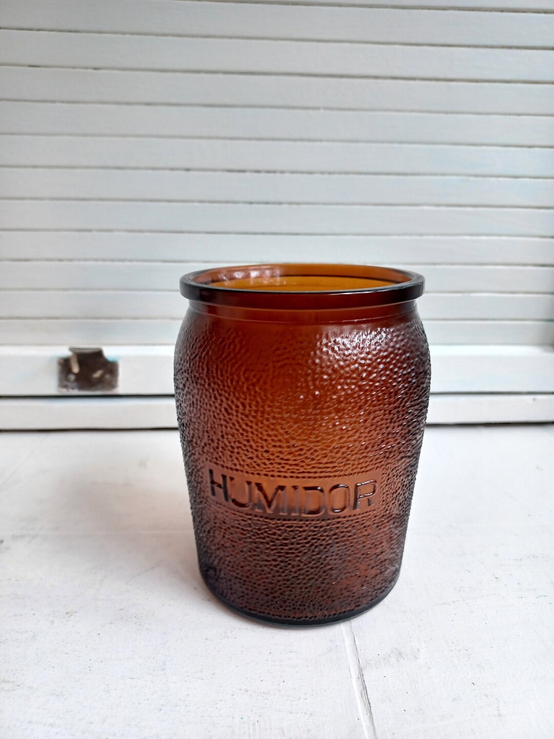 Vintage Amber Pebbled Glass Humidor by Dun-rite Wood Nov Inc - Etsy