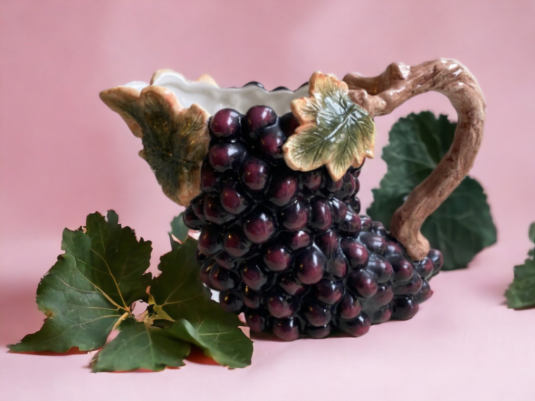 Vintage Kaldun and Bogle Majolica Pitcher – Grapes & Grapevine Design ...