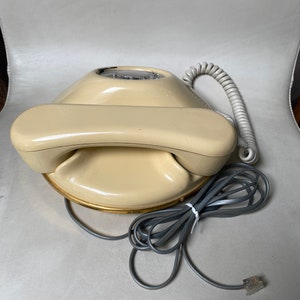 Vintage 1980's Beige Rotary Phone With Gold Base - Etsy