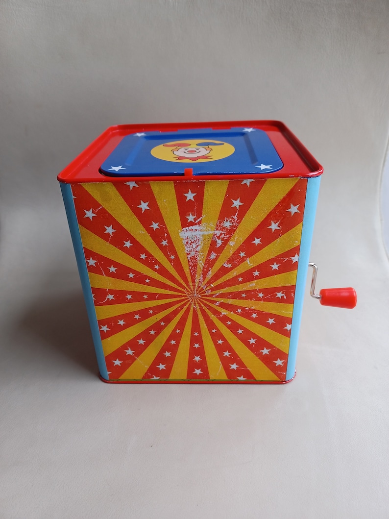 Vintage Schylling Jack in the Box Childhood Toy Music Box Crank Spring ...