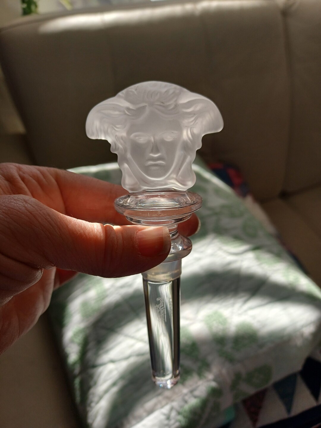Vintage Versace Rosenthal Etched Medusa Head Crystal Bottle Topper Wine ...