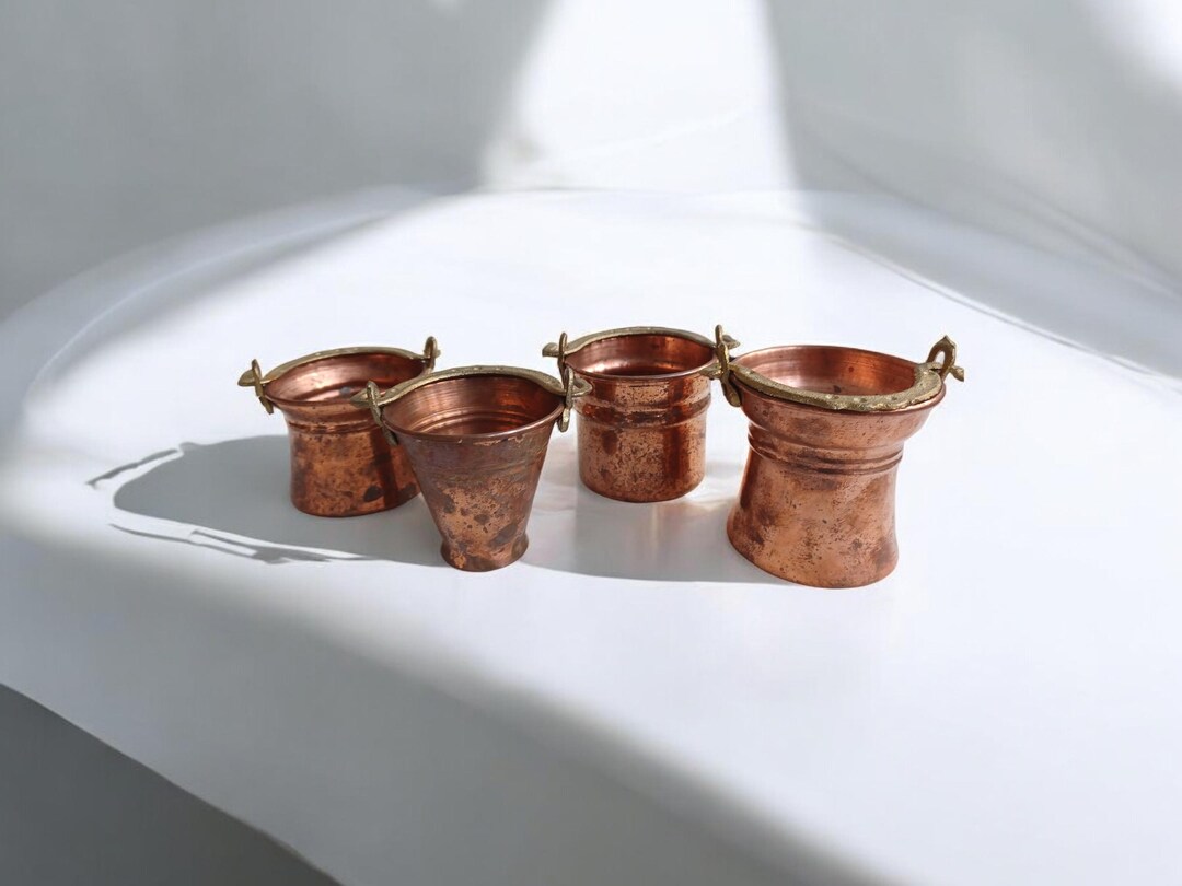 Vintage Italian Small Copper Pots With Handles Firenze Florence Four ...