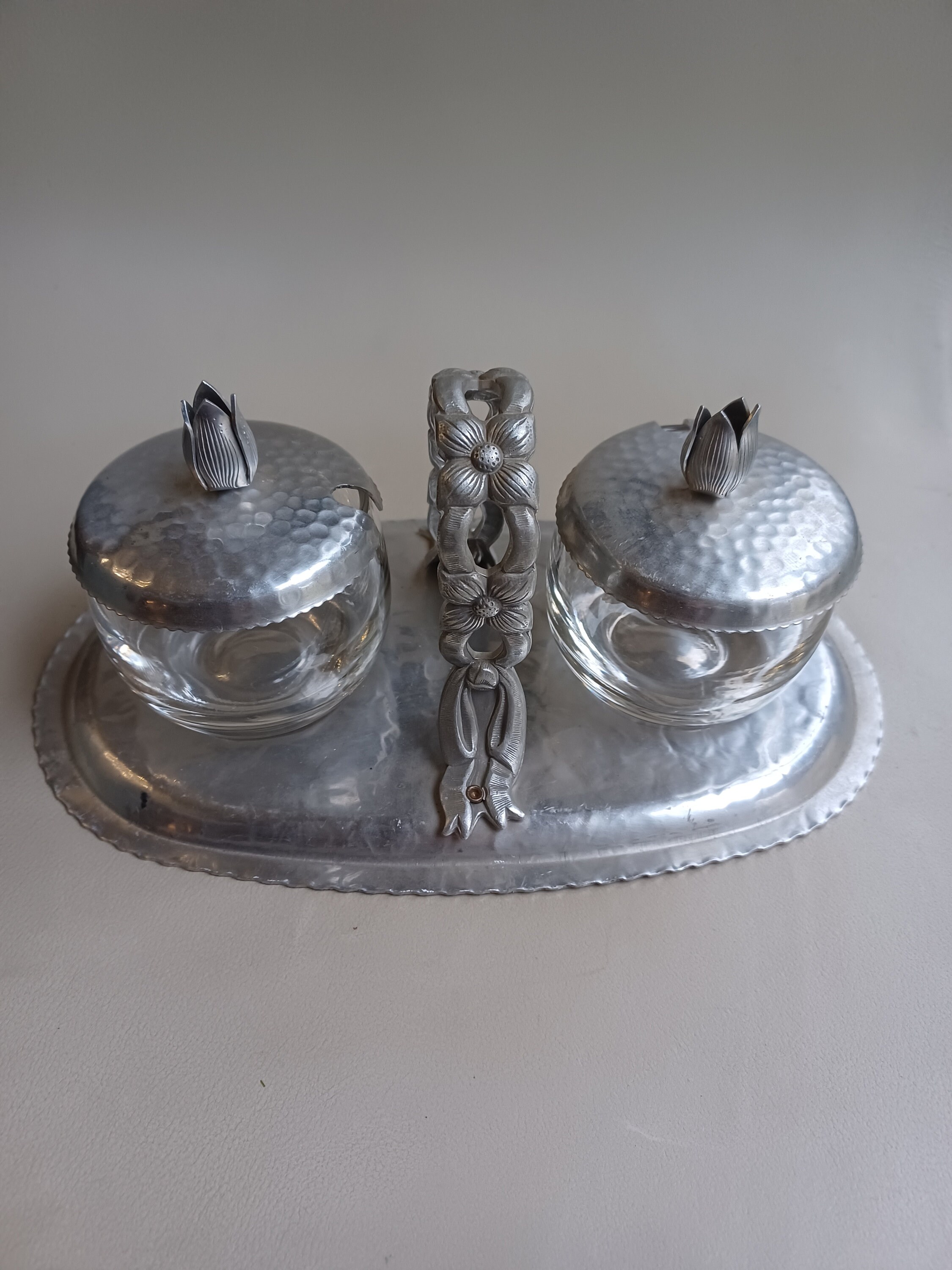 Vintage Condiment Caddy With Tulips on Lids and Metal Floral Handle - Etsy