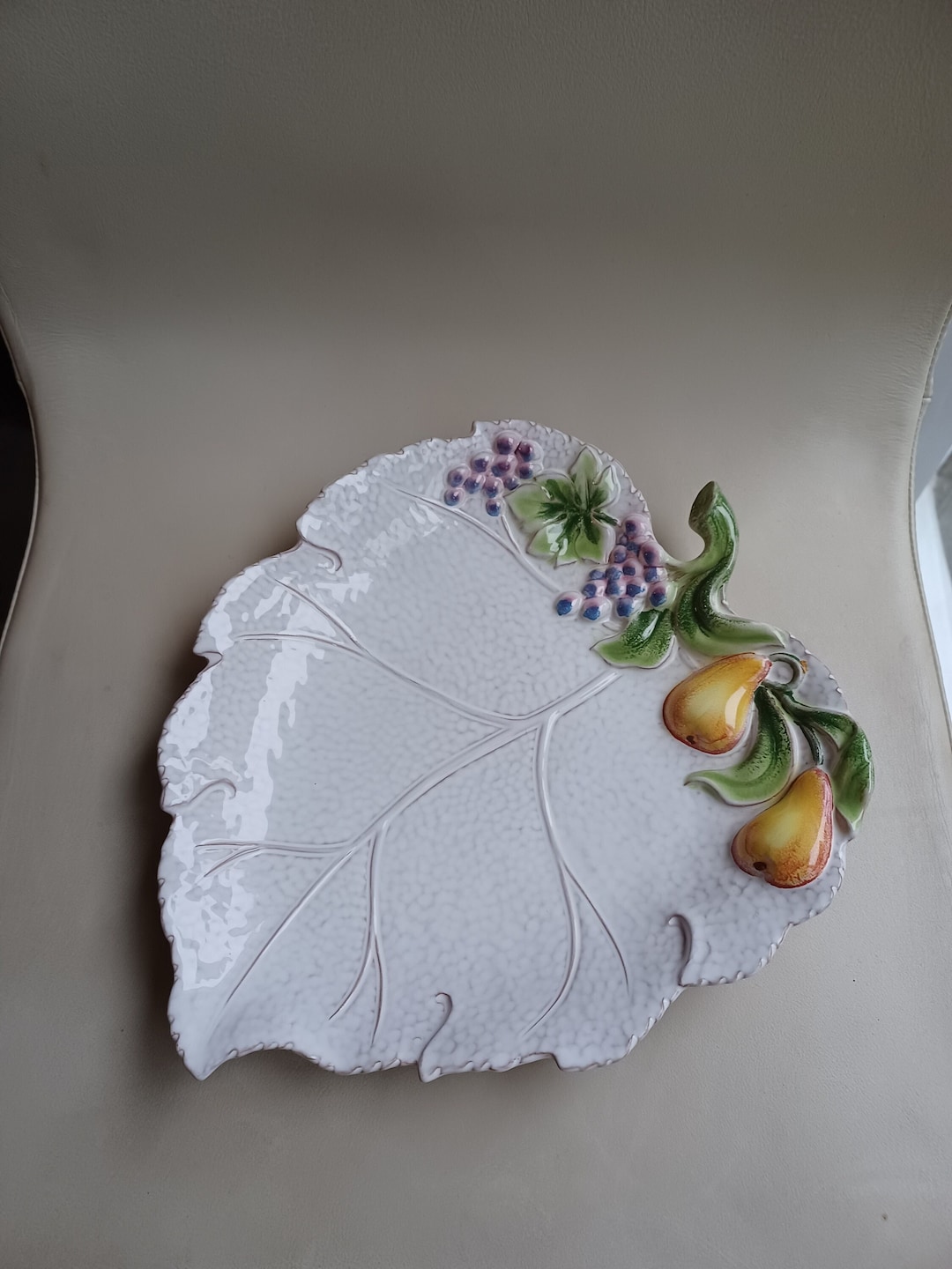 Vintage Cabbage Ware Leaf Shaped Platter Majolica Grapes and - Etsy