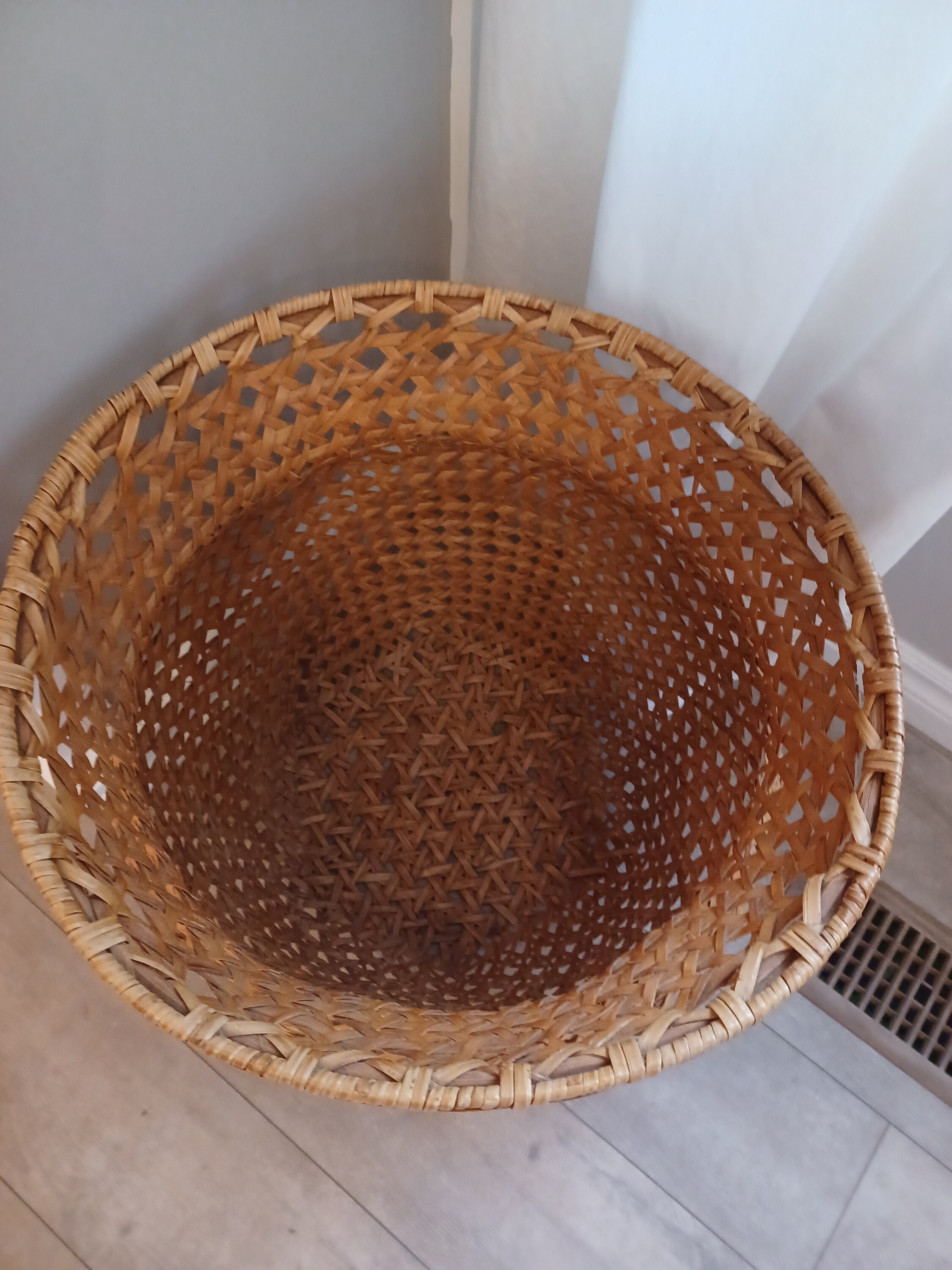 Vintage Hourglass Shaped Caned Wicker Webbed Basket - Etsy