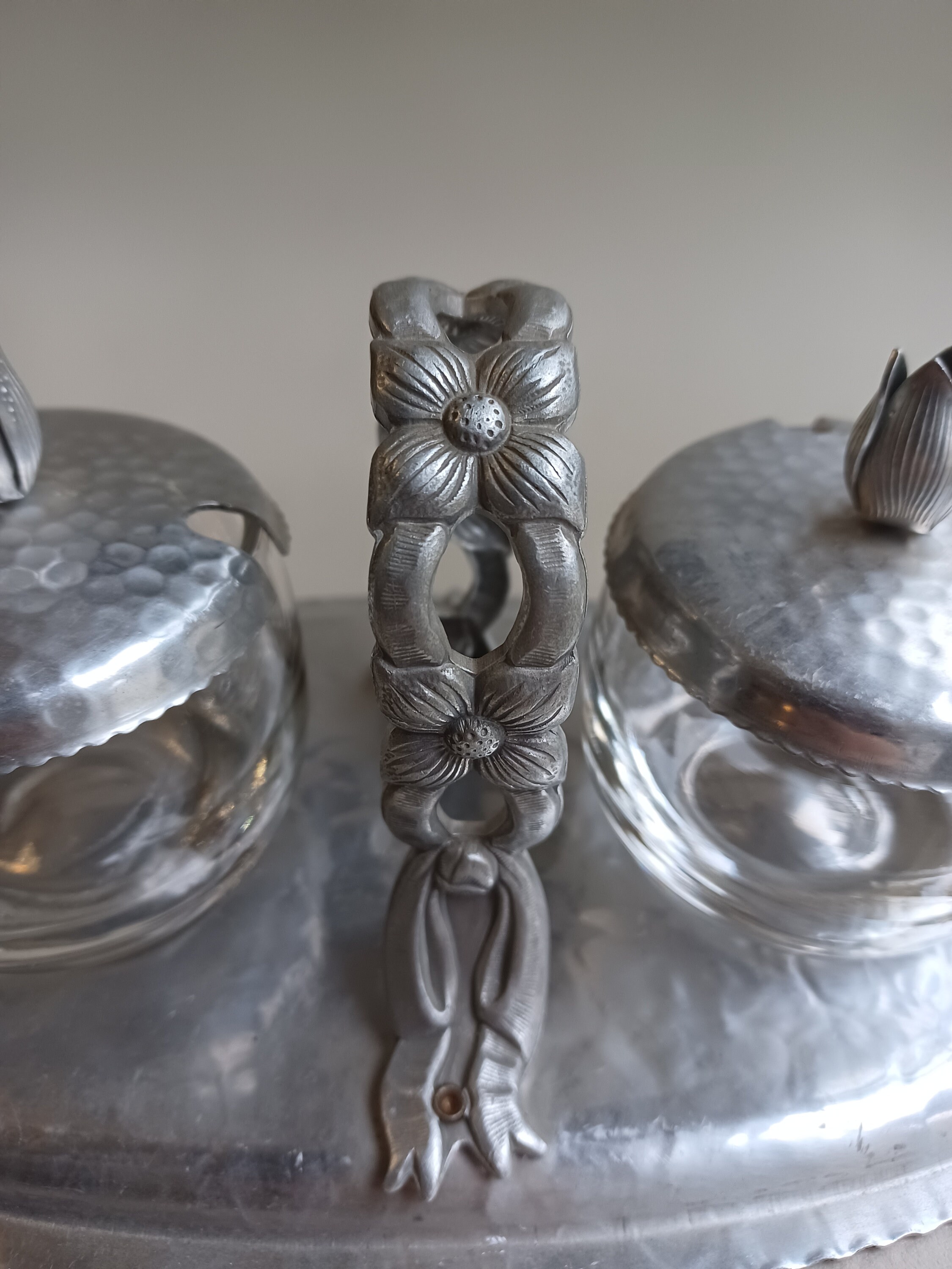 Vintage Condiment Caddy With Tulips on Lids and Metal Floral Handle - Etsy