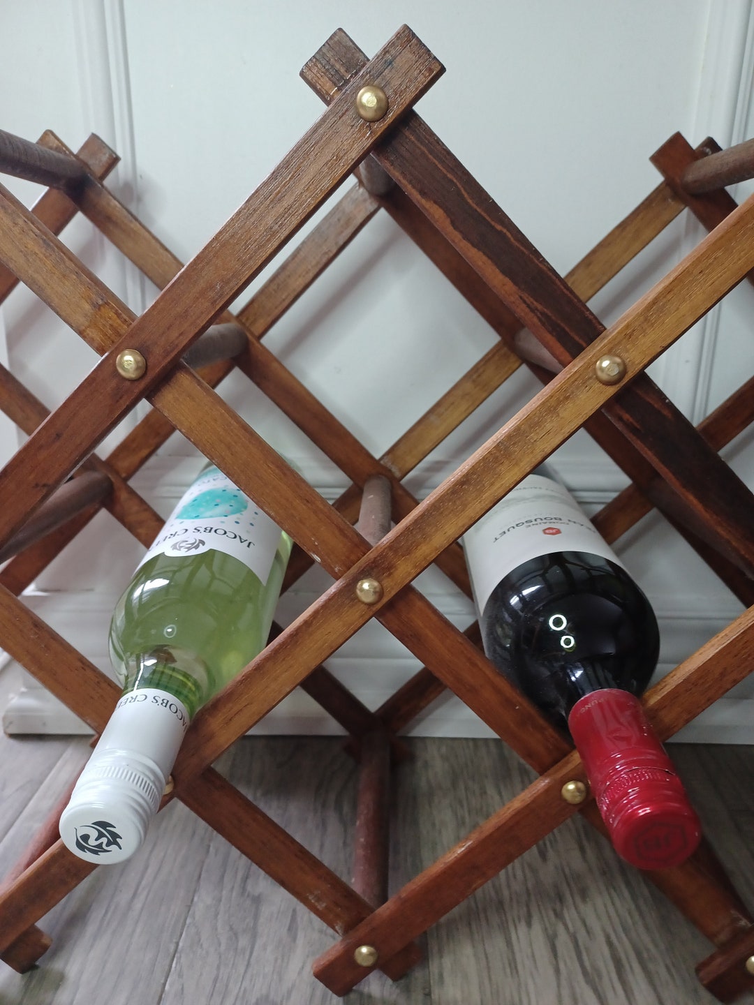 Vintage Wooden Wine Bottle Rack, Scissor Folding Rack, Kitchen Decor - Etsy