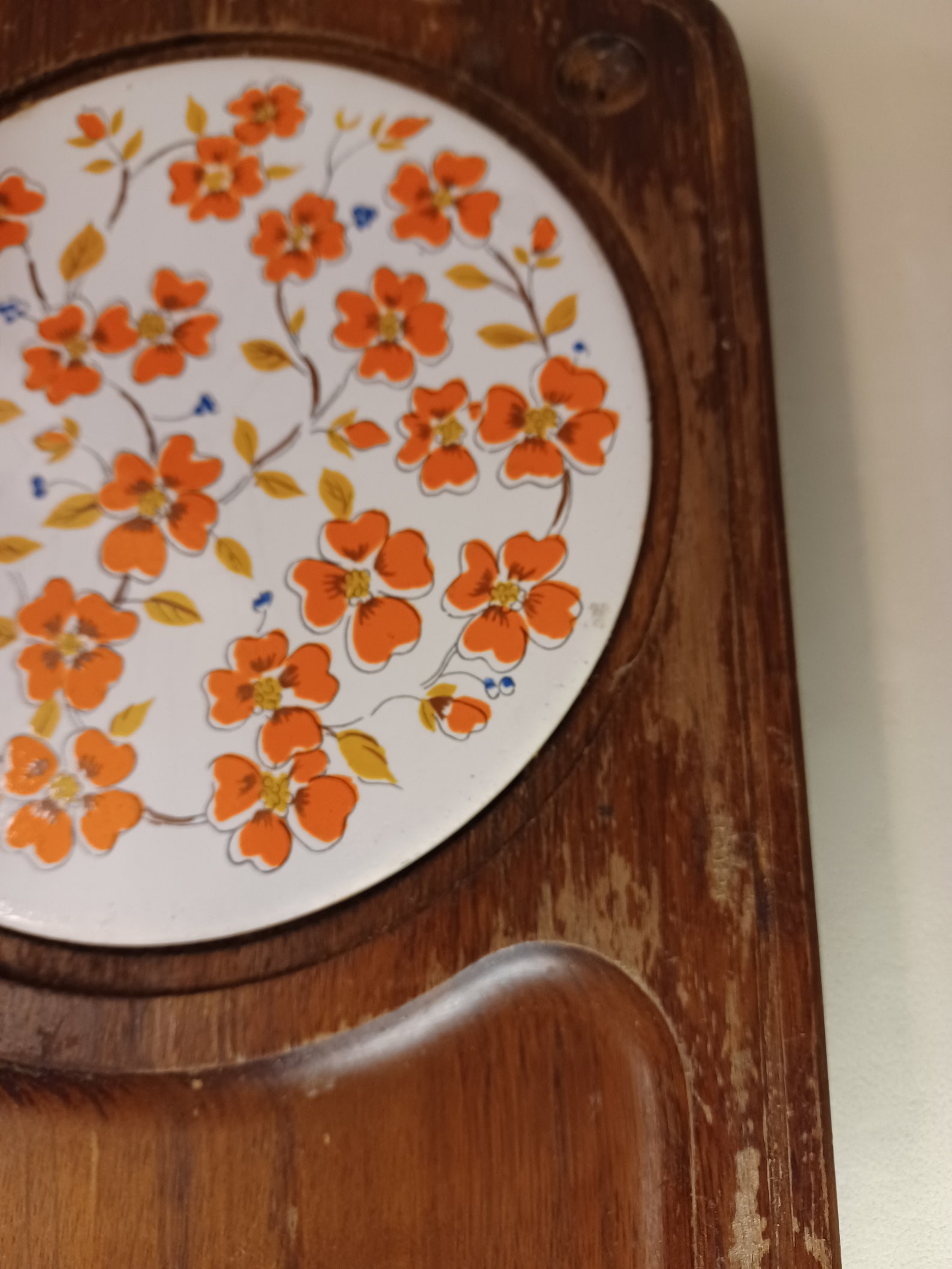 Vintage Teakwood Cheeseboard With Floral Tiled Cutting Board - Etsy