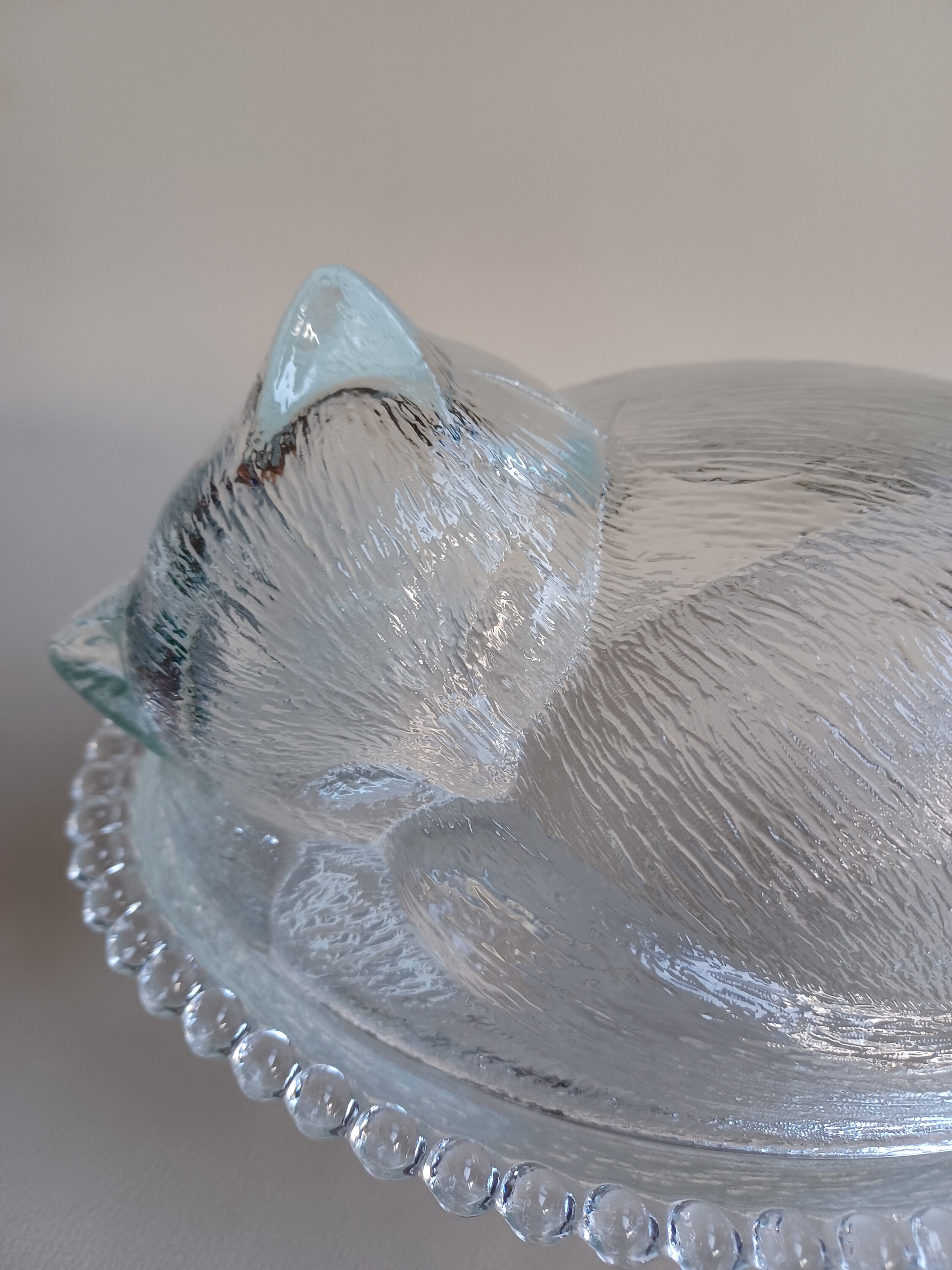 Vintage Indiana Glass Sleeping Kitten Cat Nesting Bowl Clear - Etsy