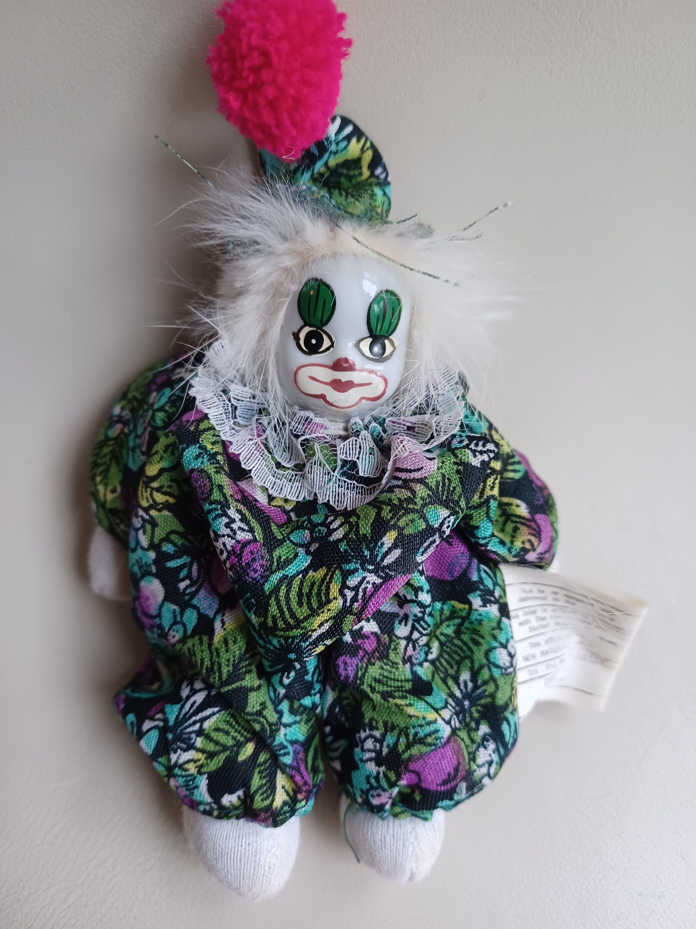 Vintage Clown Dolls Porcelain Heads Fabric Beanbag Bodies Set Of 2 1990s Collectible Dolls Etsy
