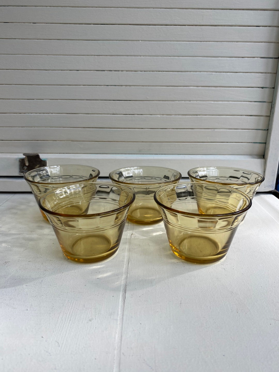 Vintage Mexican Amber Forte Crisa Glass Custard Cups - Set of 5 - Etsy