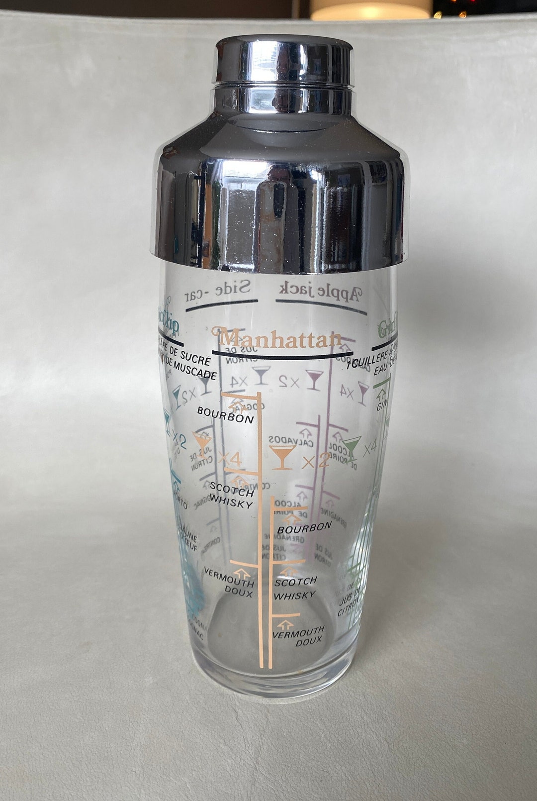 Vintage Glass Cocktail Shaker Made by Arcoroc, France - With Recipes - Etsy