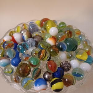 Vintage Marbles Steely Cat's Eye Bumblebee Aggie Orange Mint Green Akro ...