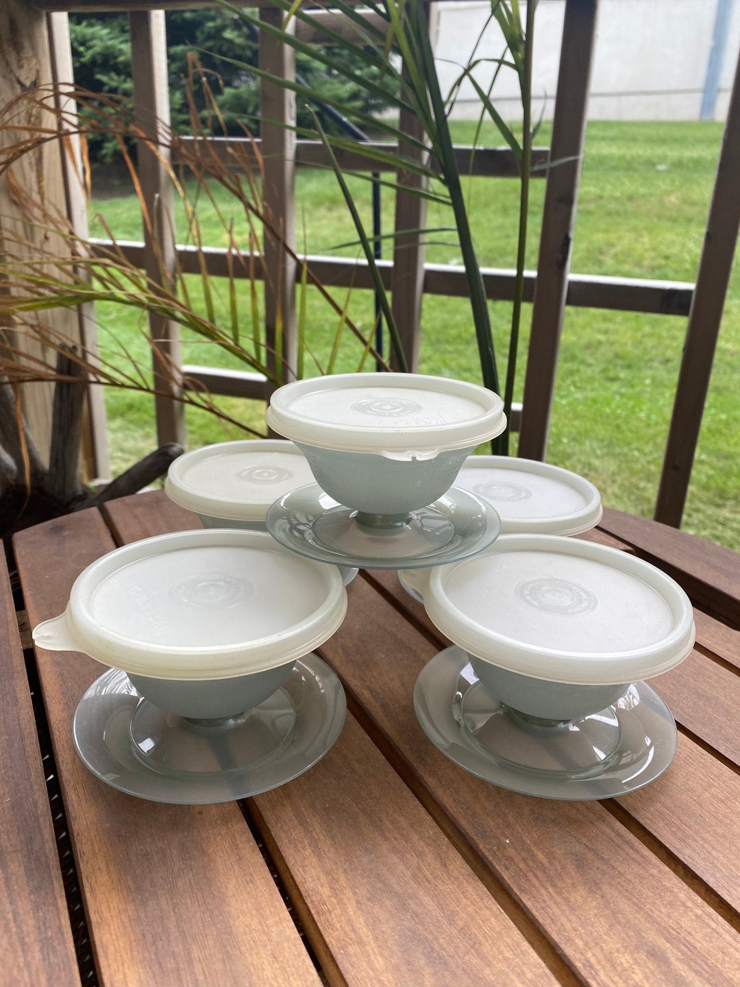 Vintage Tupperware Set of Five Parfait/dessert Cups With Lids - Etsy