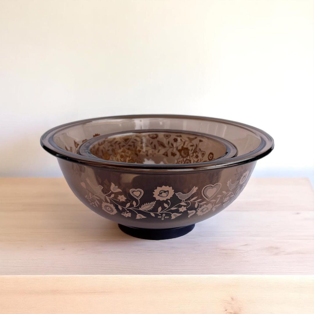 Vintage Corning Pyrex Festive Harvest Nesting Bowls Set of 2 Brown ...