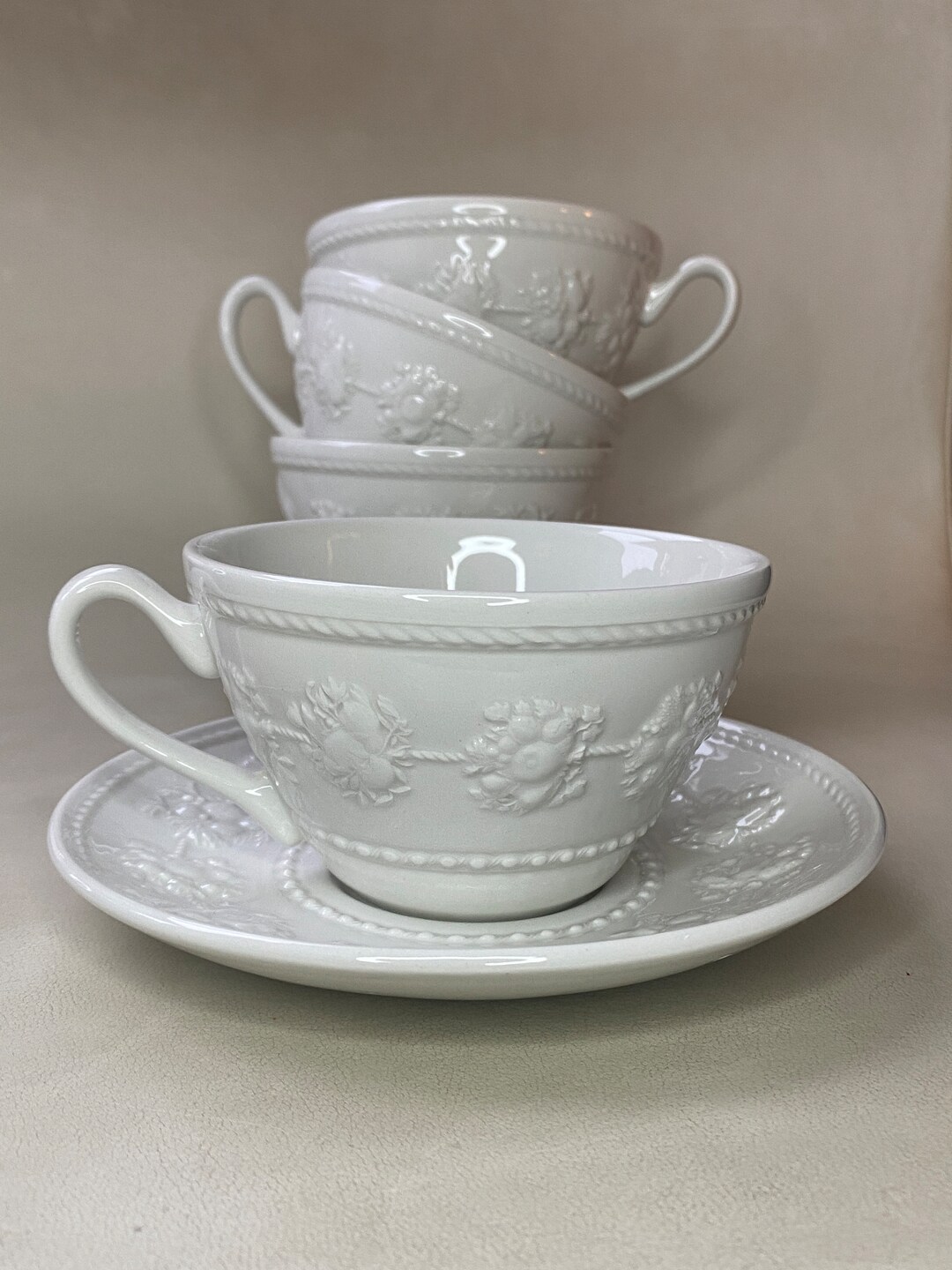 Vintage Wedgewood Earthenware Cup and Saucer Set -set of Four - Etsy