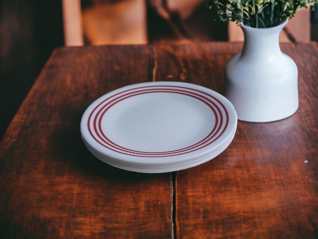 Vintage Corelle Bread Plates: Classic Cafe Red Stripe, Replacement ...
