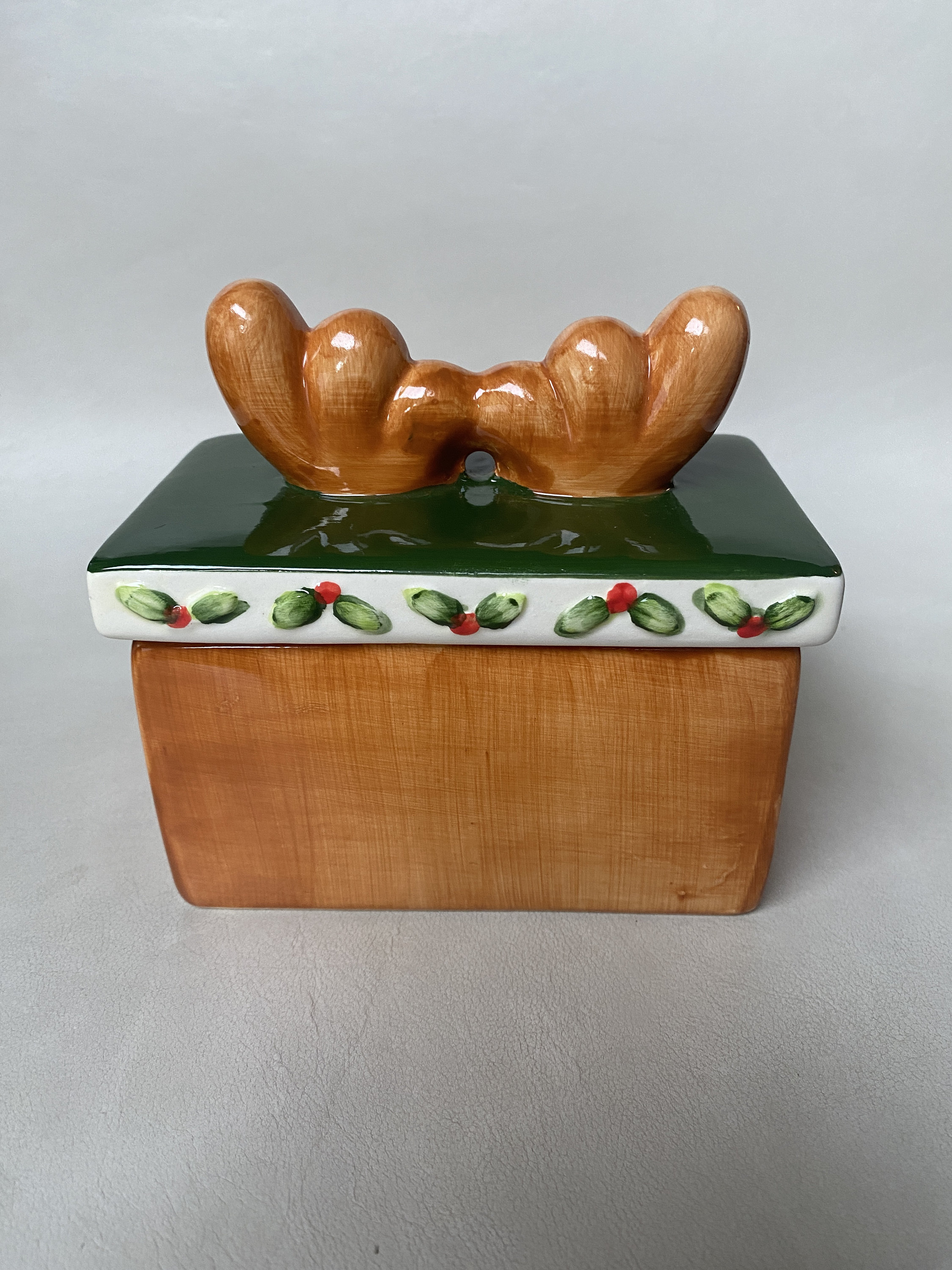 Vintage Set of Three Ceramic Christmas Trinket Boxes- Santa, Reindeer ...