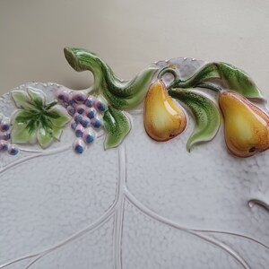 Vintage Cabbage Ware Leaf Shaped Platter Majolica Grapes and Pears ...