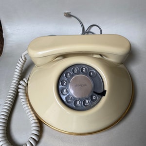 Vintage 1980's Beige Rotary Phone With Gold Base - Etsy