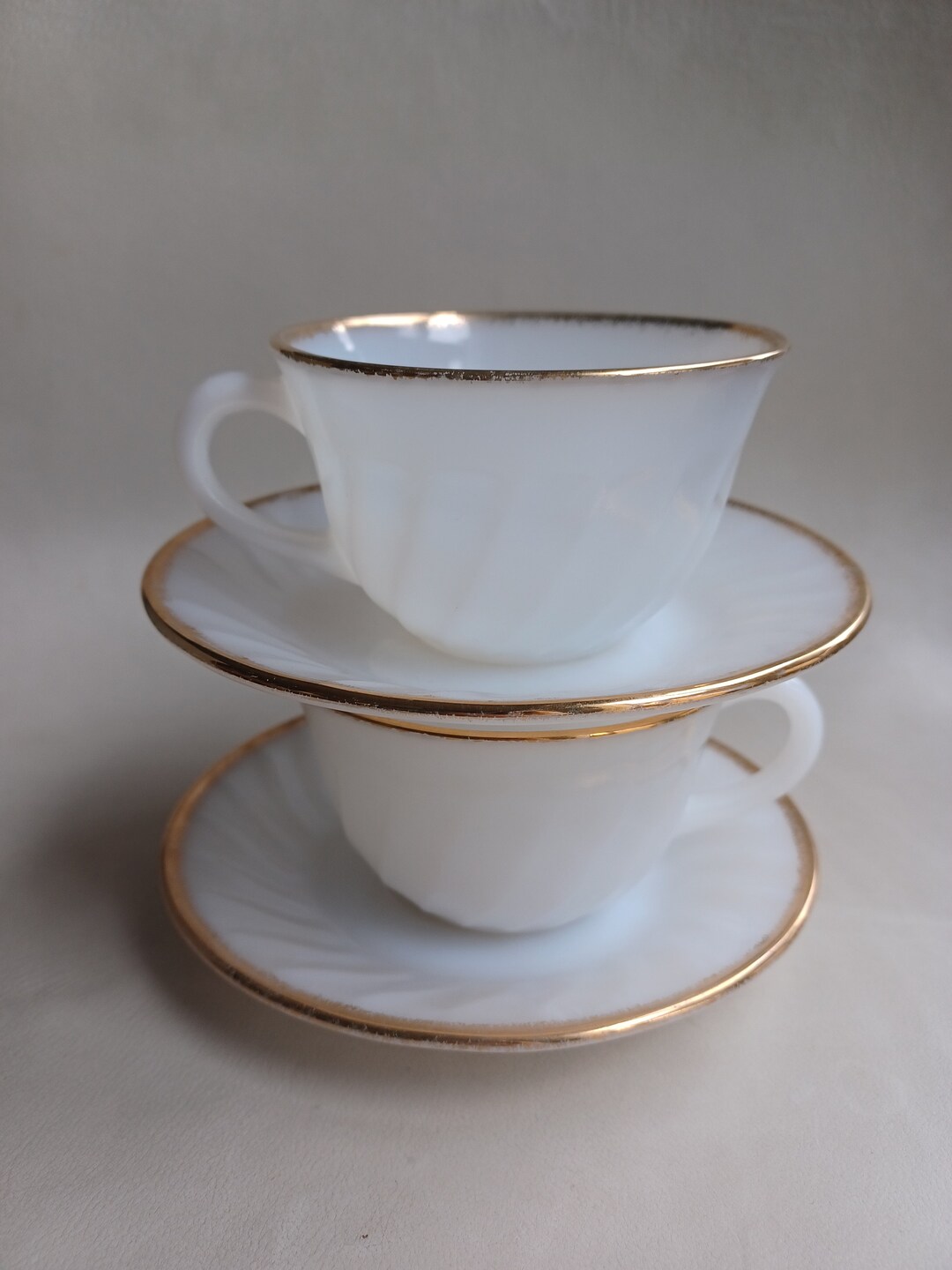 Vintage Fire King White Milk Glass With Gold Rims - Set of Four - Etsy