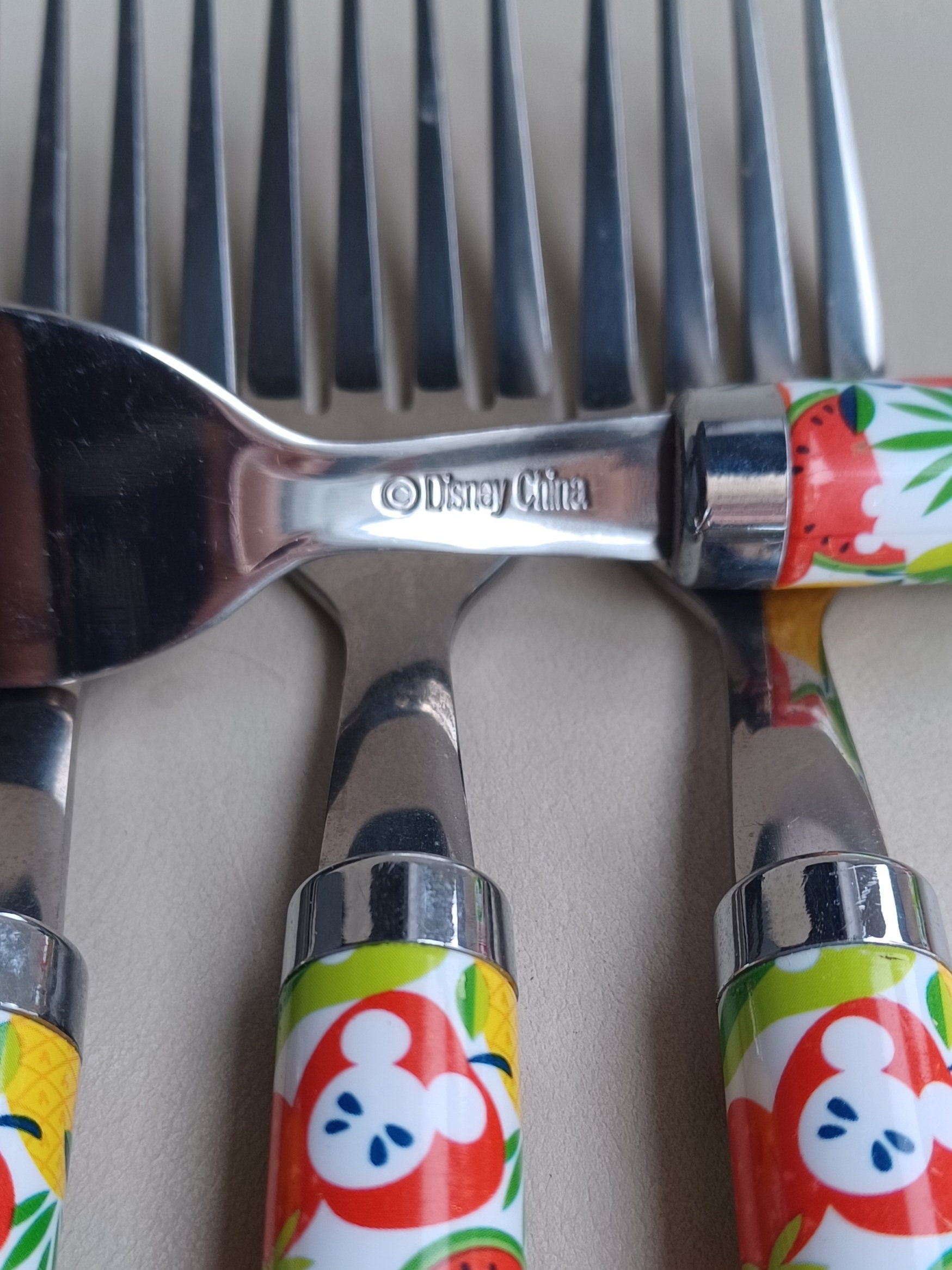 Vintage Set of 4 Disney China Forks Stainless Steel With Plastic Citrus ...