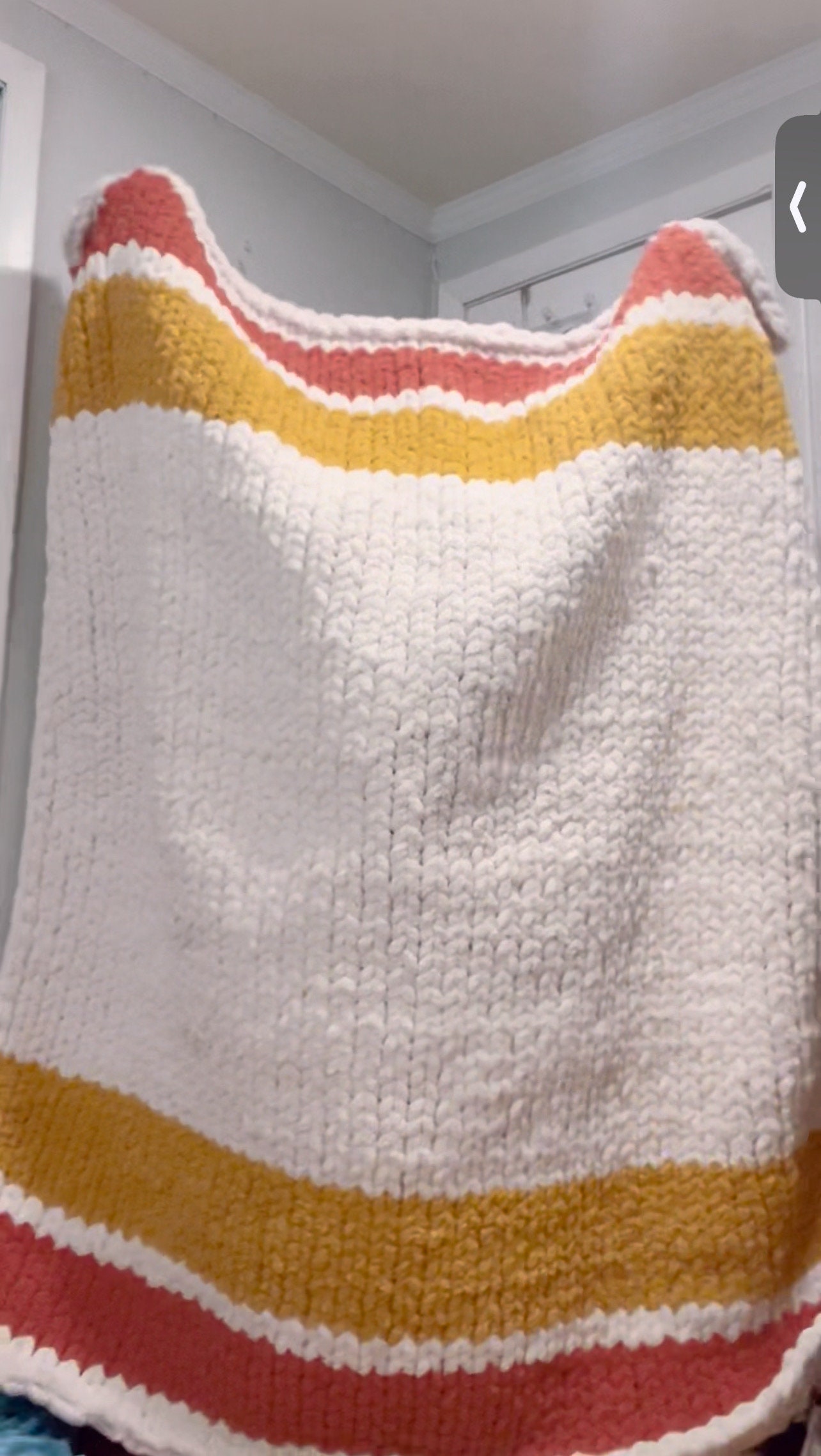 Handmade Mustard, Rust and Ivory Striped Chunky Knit Blanket - Etsy