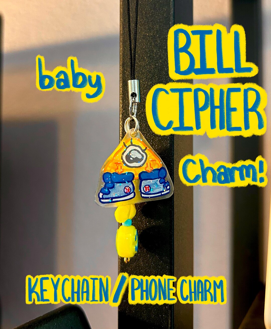 BABY Bill Cipher HANDPAINTED Phone Charm/keychain - Etsy