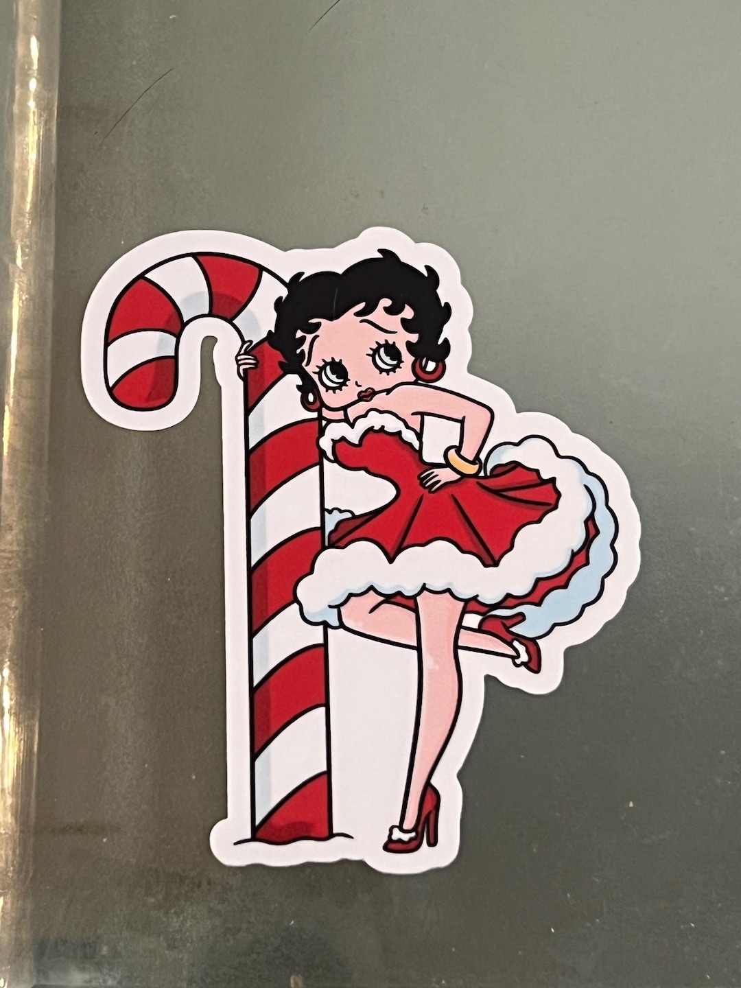 Betty Boop Mrs. Claus Christmas Candy Cane Sticker Christmas Stocking ...