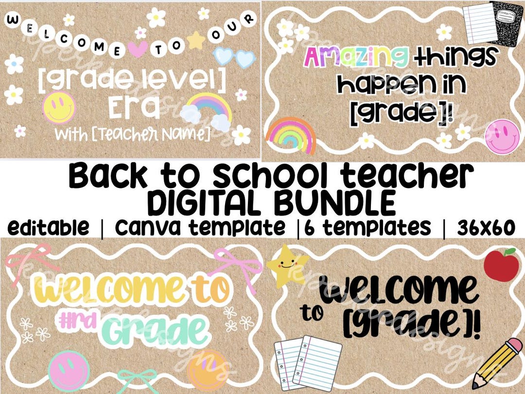 Editable Back to School Bulletin Board Banner | Canva Classroom Decor ...