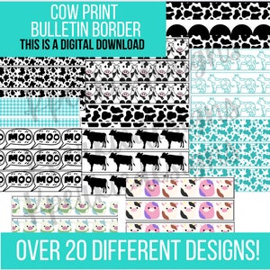 Teal Cow Print Classroom Decor Bundle: Editable Files (digital Download ...