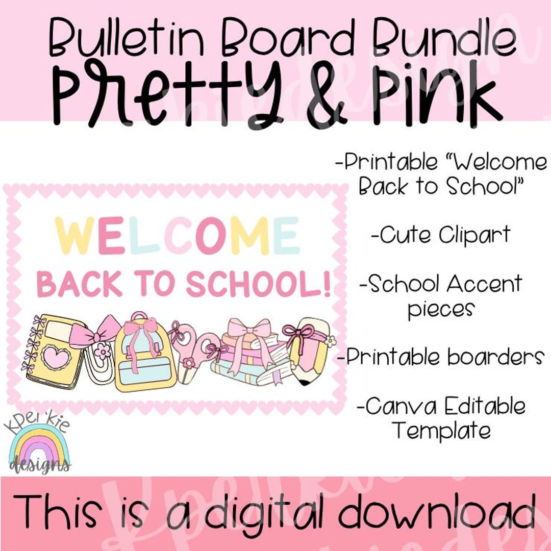 Pink Bulletin Board Kit Printable | Welcome Back to School Classroom ...