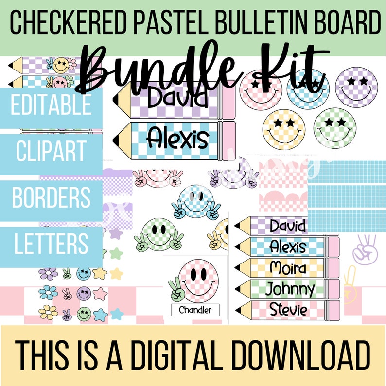 Checkered Pastel Back to School Bulletin Board Kit - Organize and ...