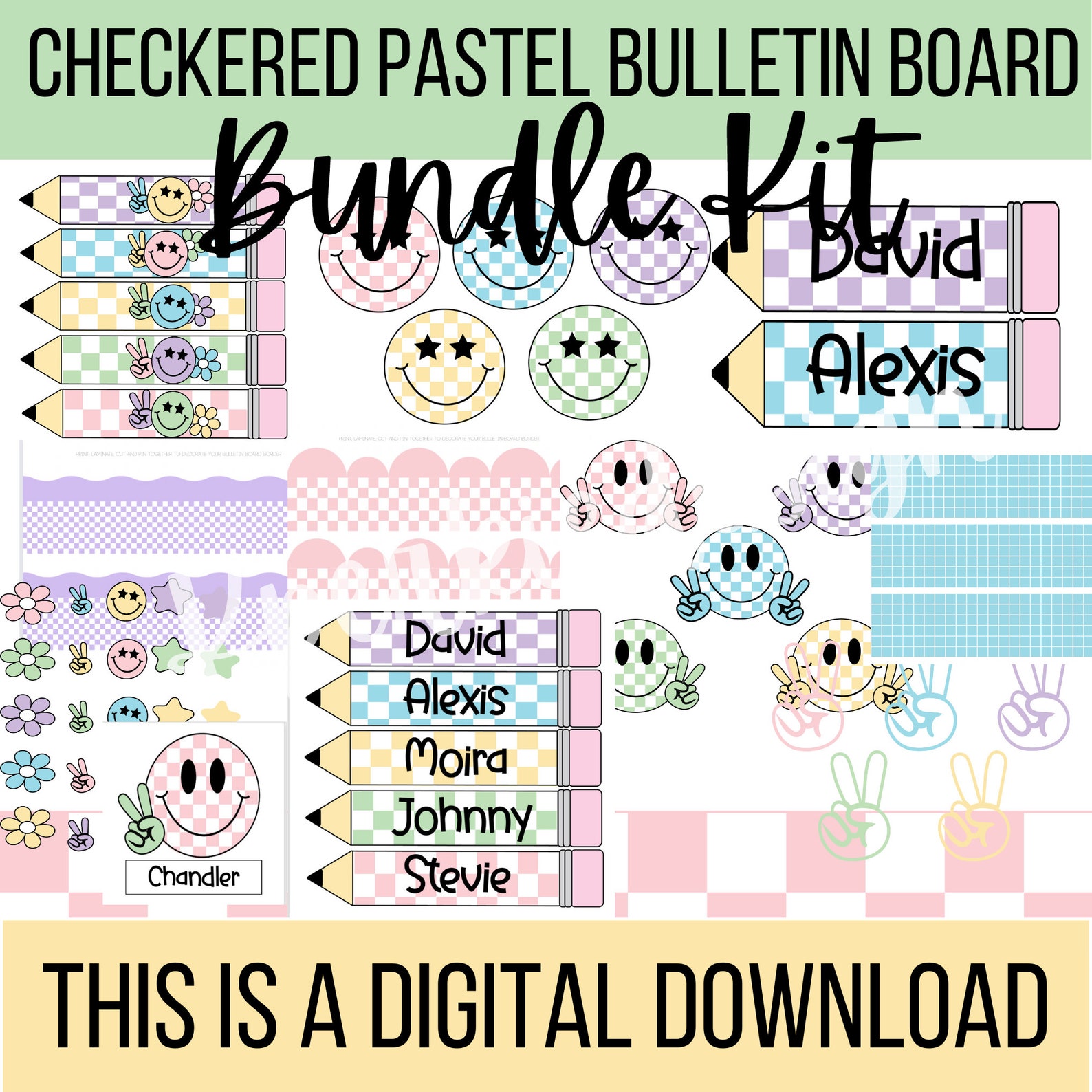 Checkered Pastel Back to School Bulletin Board Kit - Organize and ...