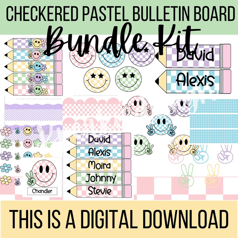 Checkered Pastel Back to School Bulletin Board Kit - Organize and ...