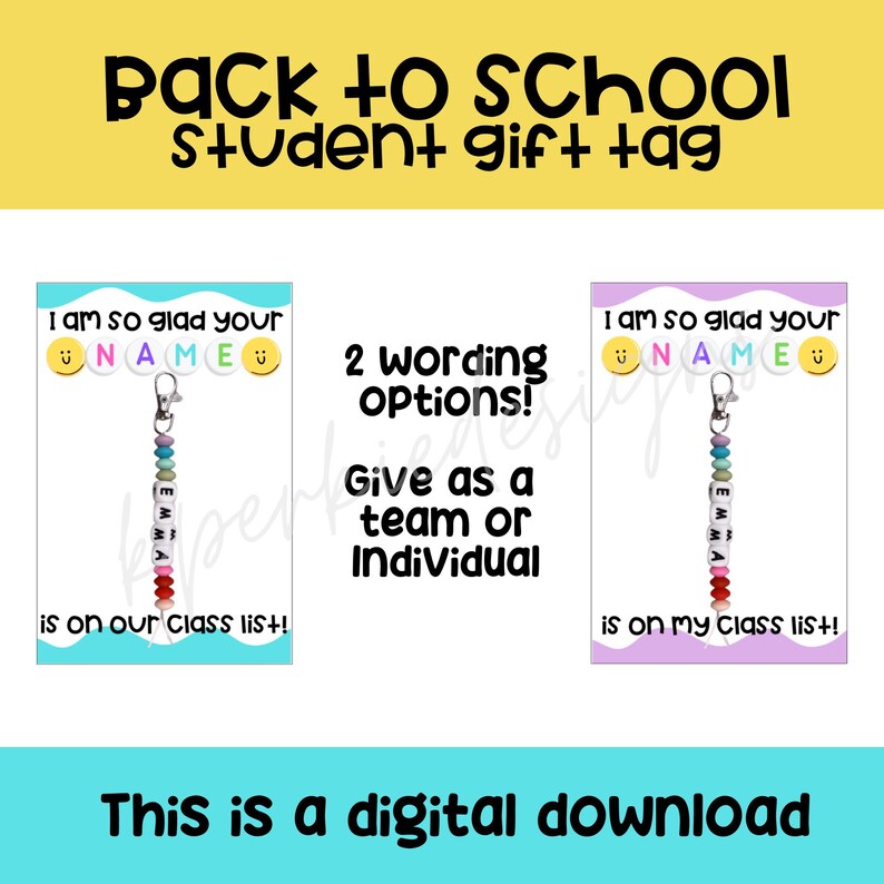 Back to School Keychain Tags: Printable Student Gift (PDF Download) - Etsy