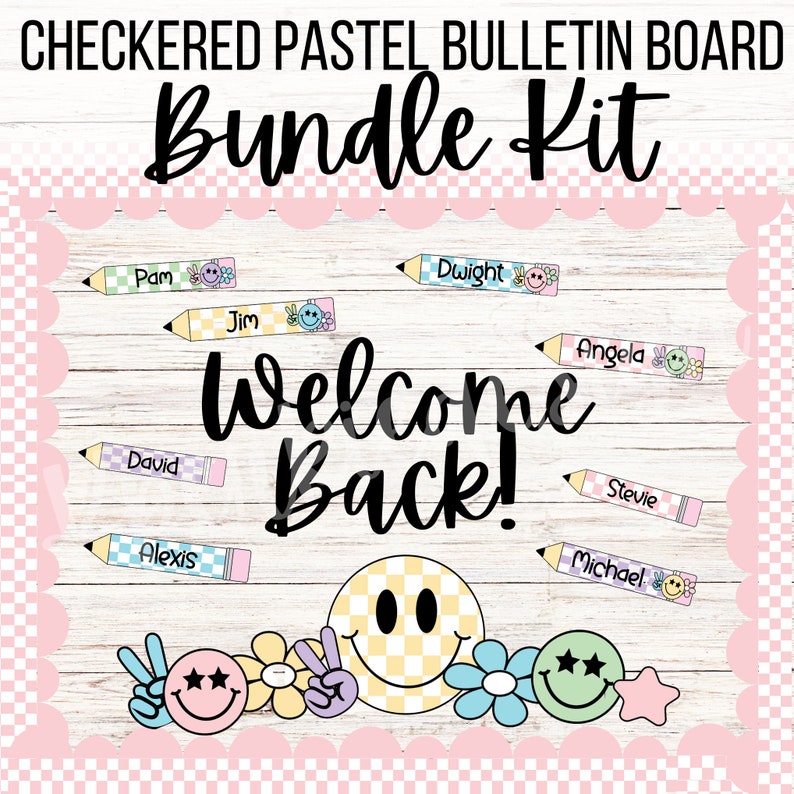 Checkered Pastel Back to School Bulletin Board Kit - Organize and ...