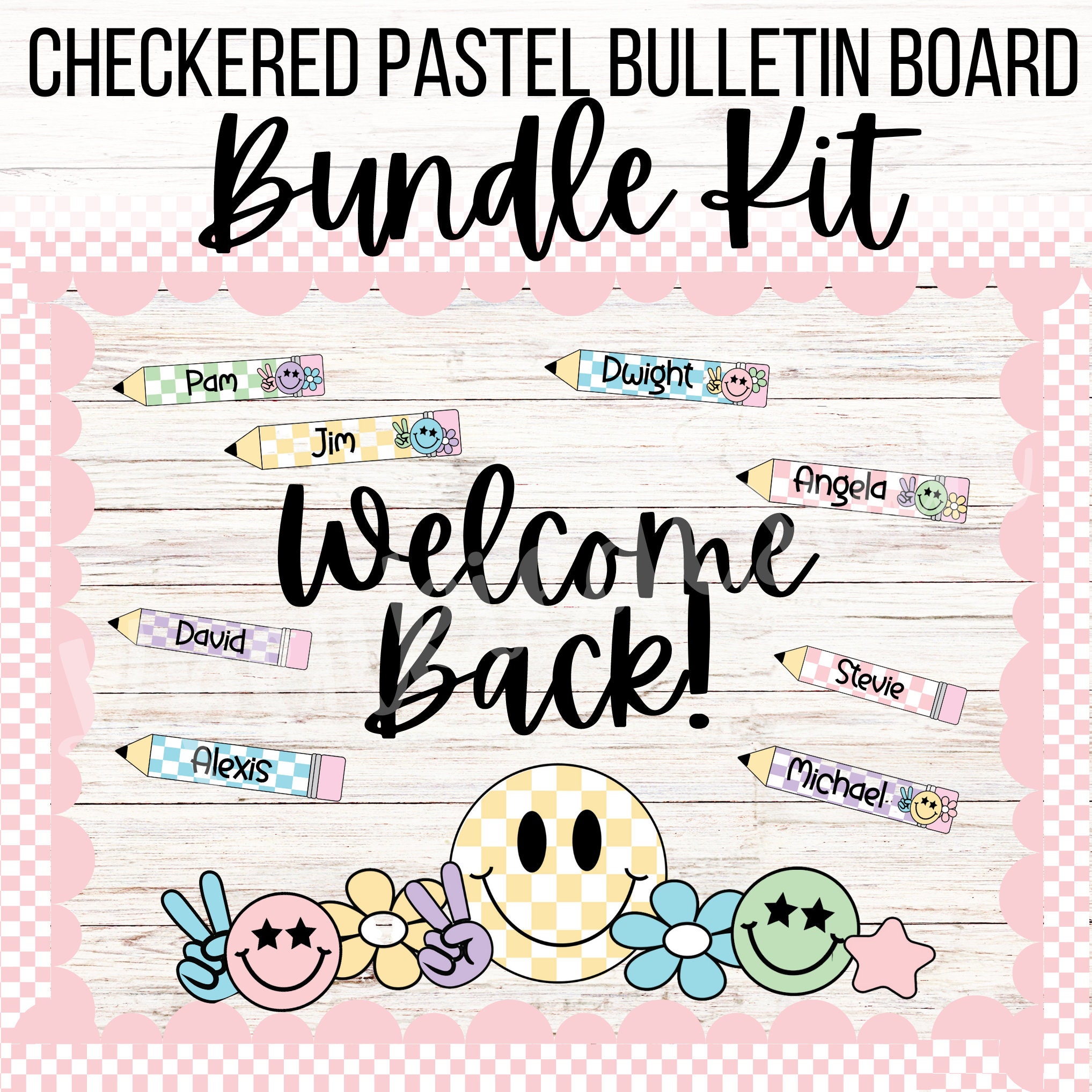 Checkered Pastel Back to School Bulletin Board Kit - Organize and ...
