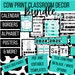 Teal Cow Print Classroom Decor Bundle: Editable Files (digital Download ...