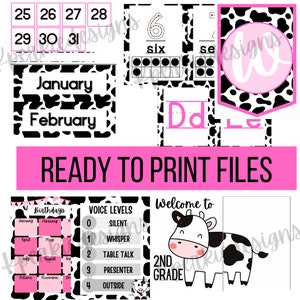 Classroom Decor Bundle: Cow Print, Modern Classroom Theme, Printable ...