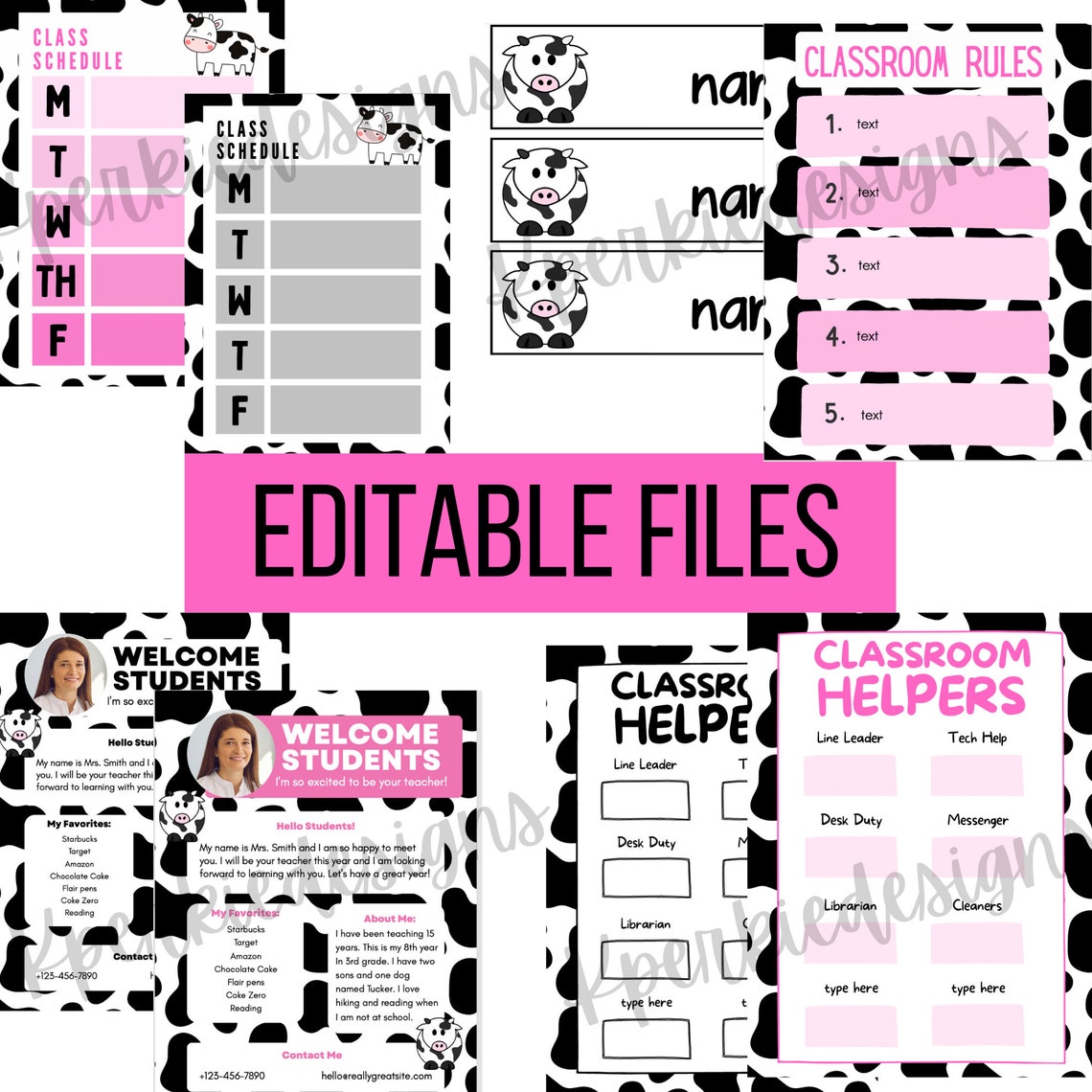 Classroom Decor Bundle: Cow Print, Modern Classroom Theme, Printable ...