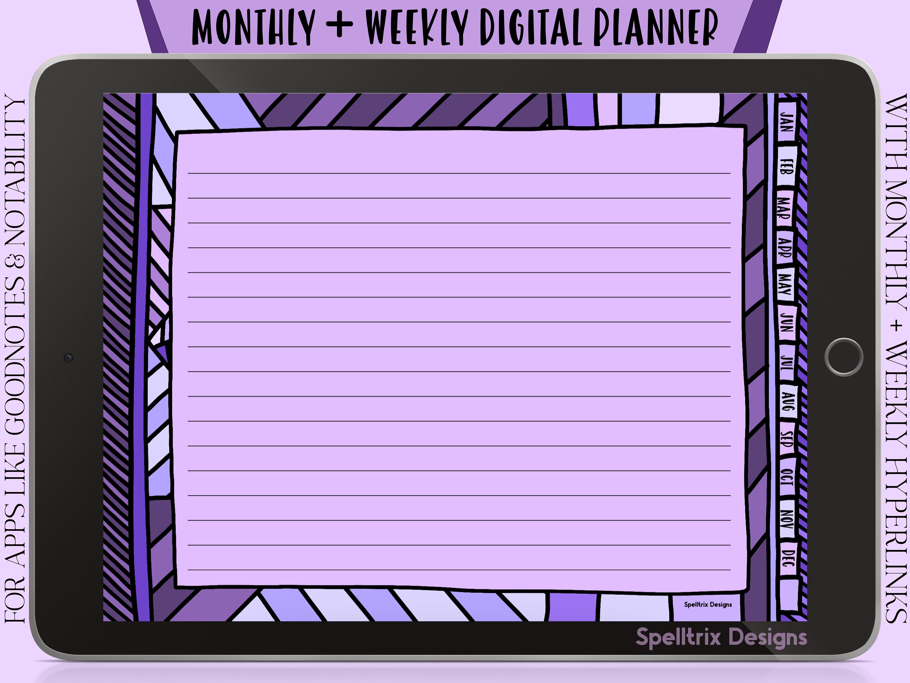 Amethyst Digital Planner Weekly Monthly Undated Hand Drawn Minimalist ...