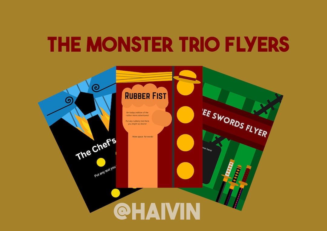 Editable One Piece Flyers - Simple Anime Flyer - Canva Template - Etsy