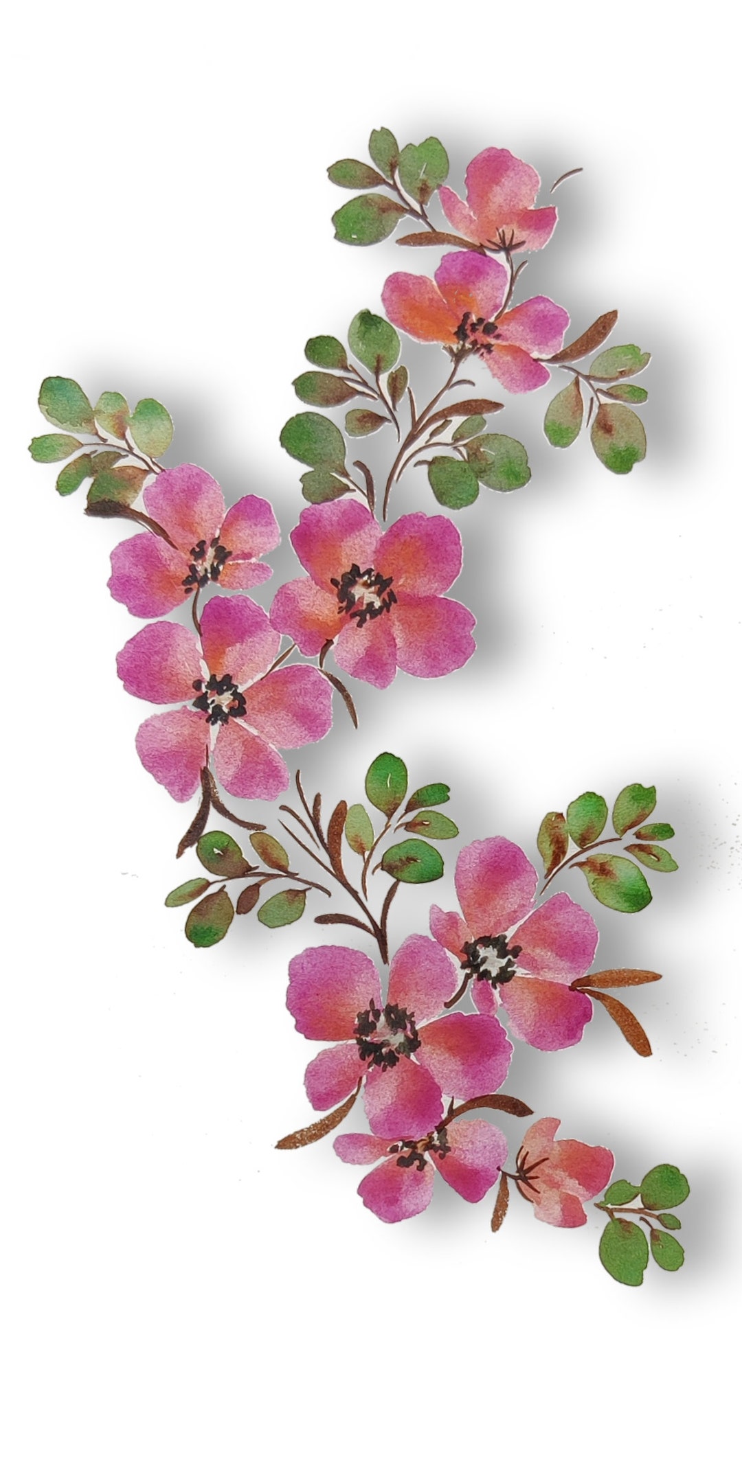 Pink Flower With Leaves Corner Designs Floral Design Digital Print ...