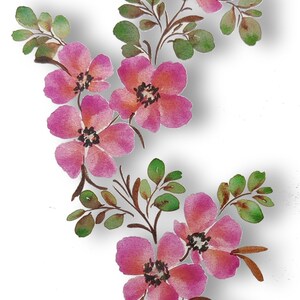 Pink Flower With Leaves Corner Designs Floral Design Digital Print ...