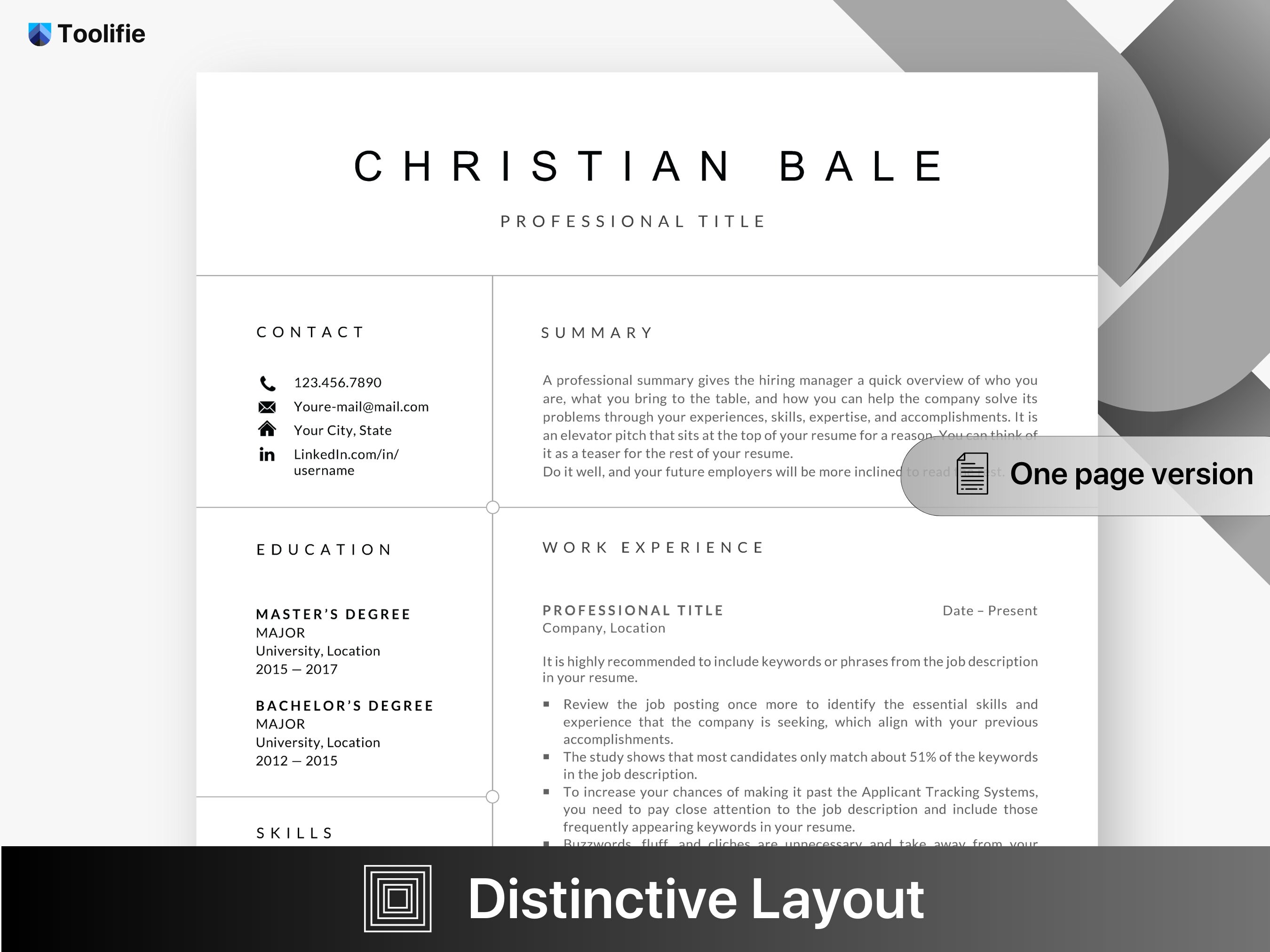 Top-selling Professional Resume Template for Google Docs, Word & Pages ...