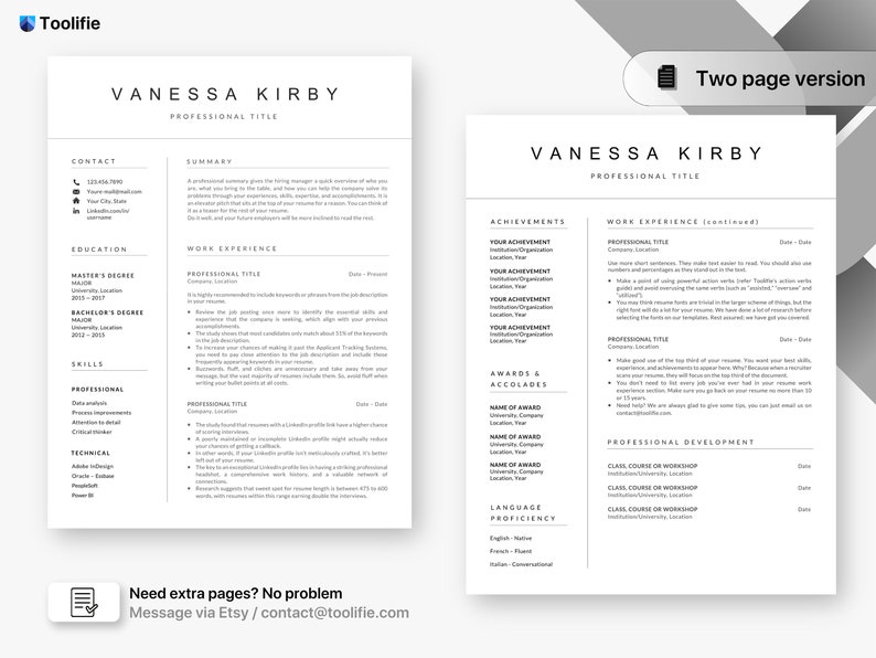 2024 Best Minimalist Resume Template for Google Docs, Word, Apple Pages ...